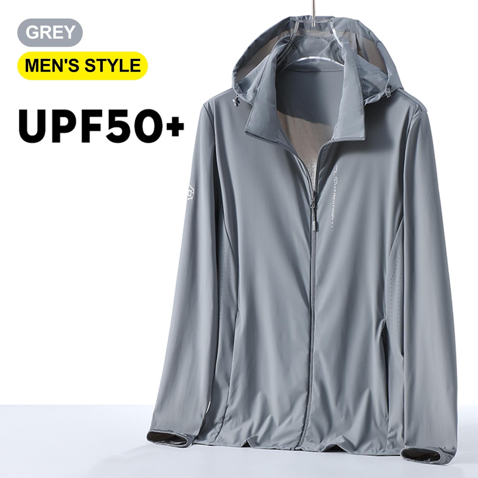 Fengqque Men's Sun Protection Hoodie with Mask Long Sleeve Shirt Men ...