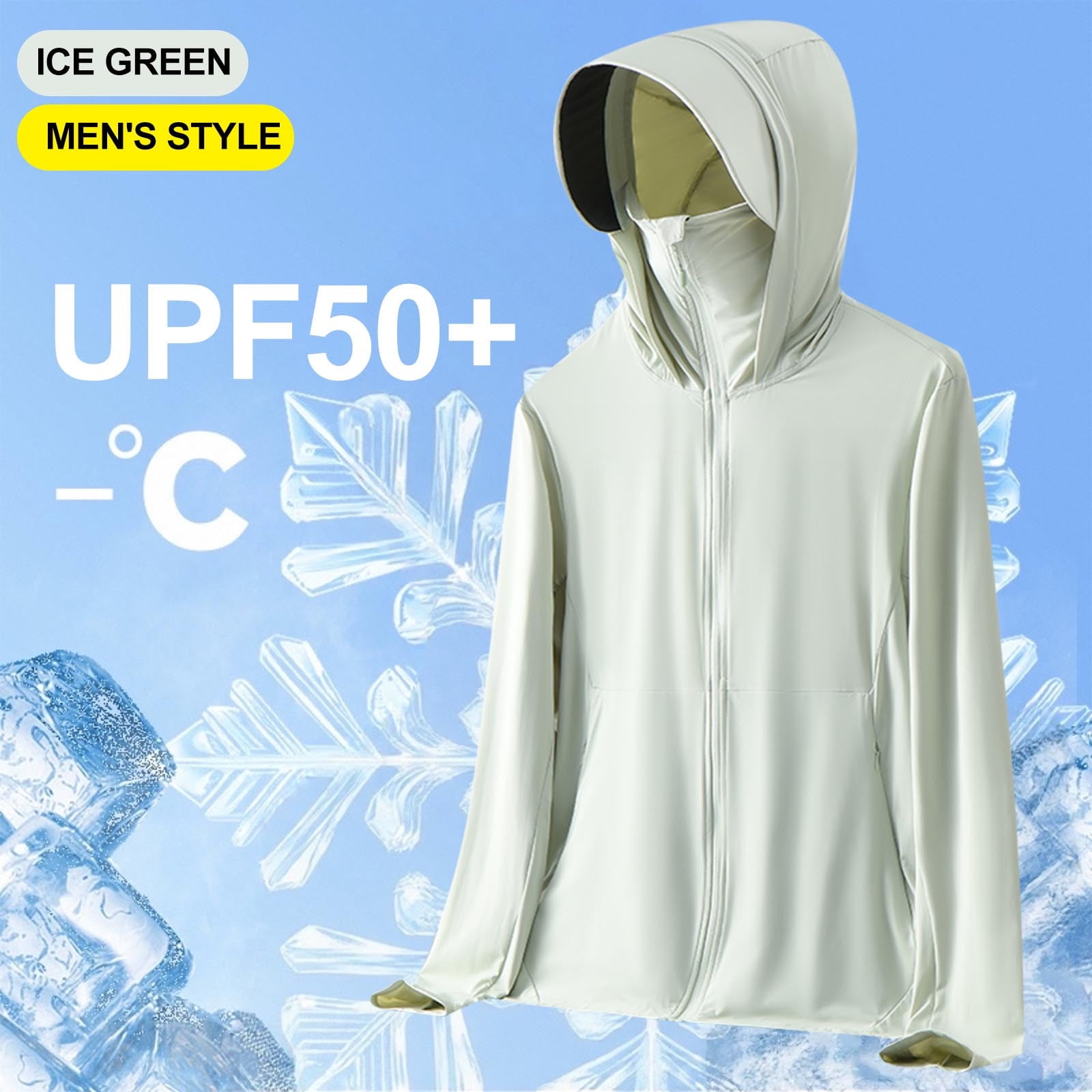 Fengqque Men's Sun Protection Hoodie with Mask Long Sleeve Shirt Men ...