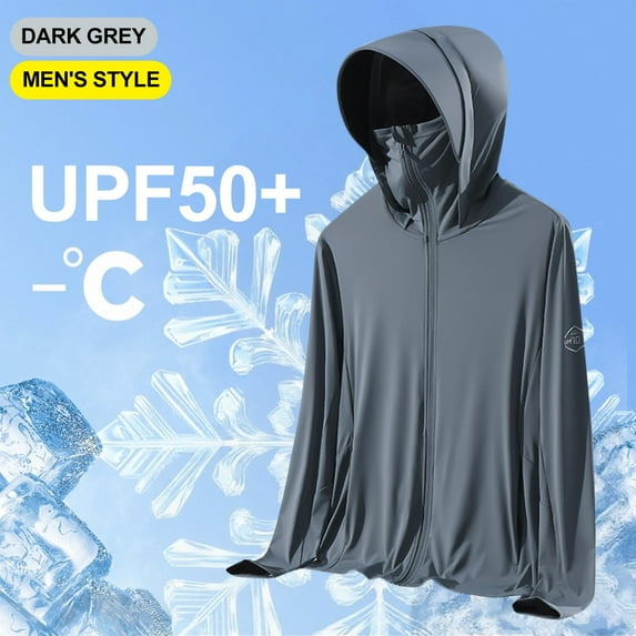 Fengqque Men's Sun Protection Jacket Hoodie with Mask UV Lightweight ...