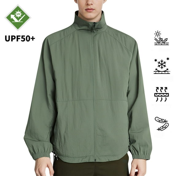 Fengqque Men's UPF 50+ Light Jacket Full Zipper Sun Protection Hoodie ...