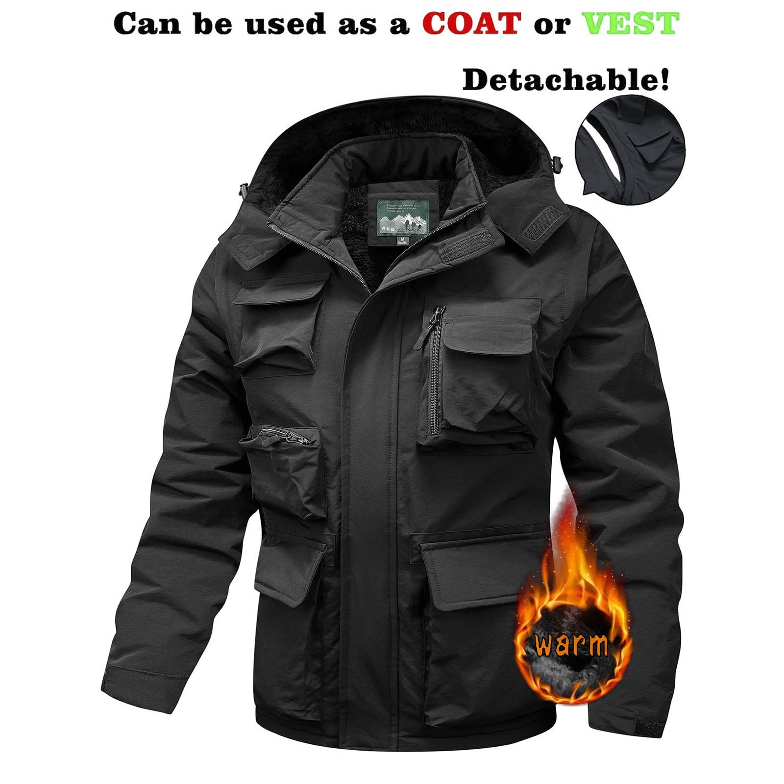 Fengqque Men's Winter Skiing Jackets Water Resistant Fleece Coats ...