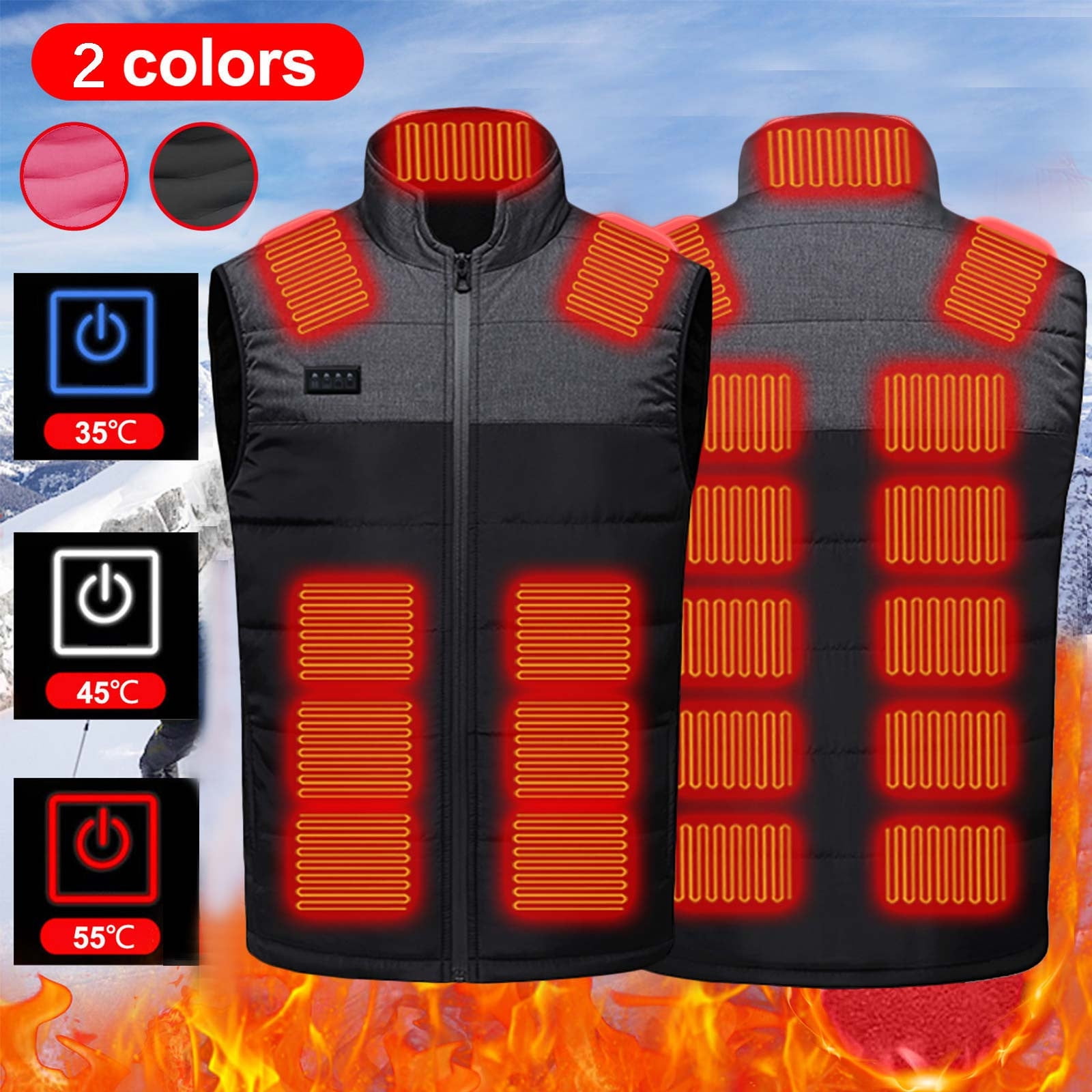 Fengqque Men's and Women's Four Control 21 Zone Heated Vest Heating ...