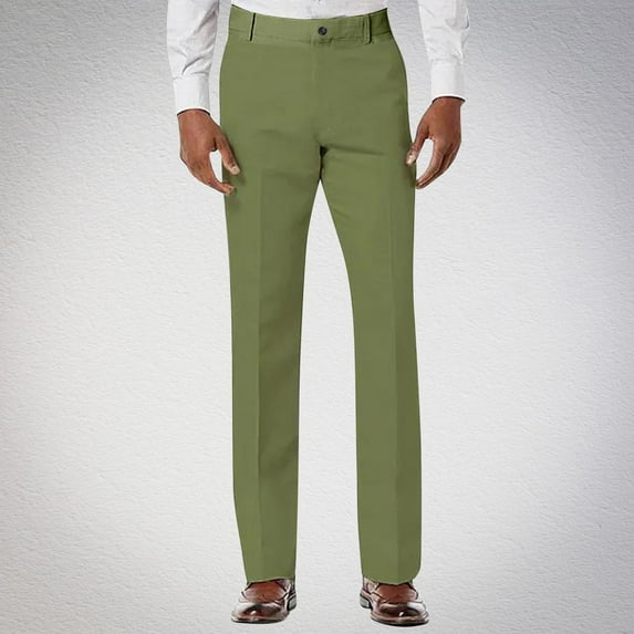 Fengqque Mens Classic Fit Pants Wrinkle-Resistant Trousers with Pockets ...