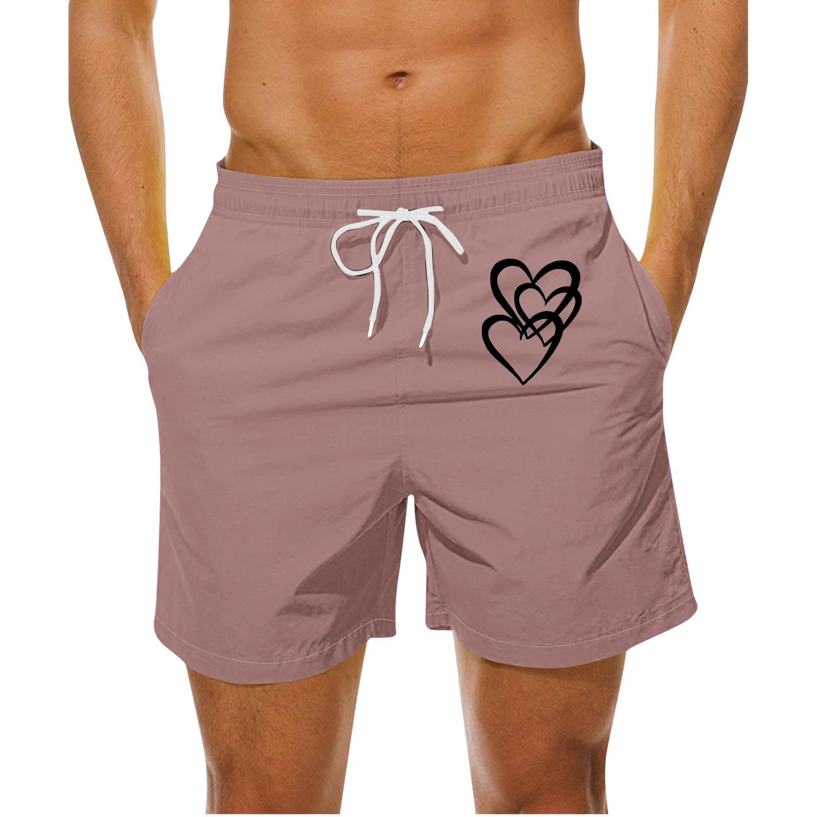 Fengqque Mens Elastic Waist Drawstring Heart Print Workout Gym Joggers ...