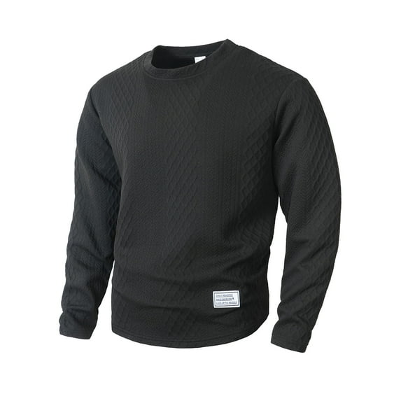 Fengqque Mens Solid Color Loose and Casual Long Seeved Round Neck Loose ...