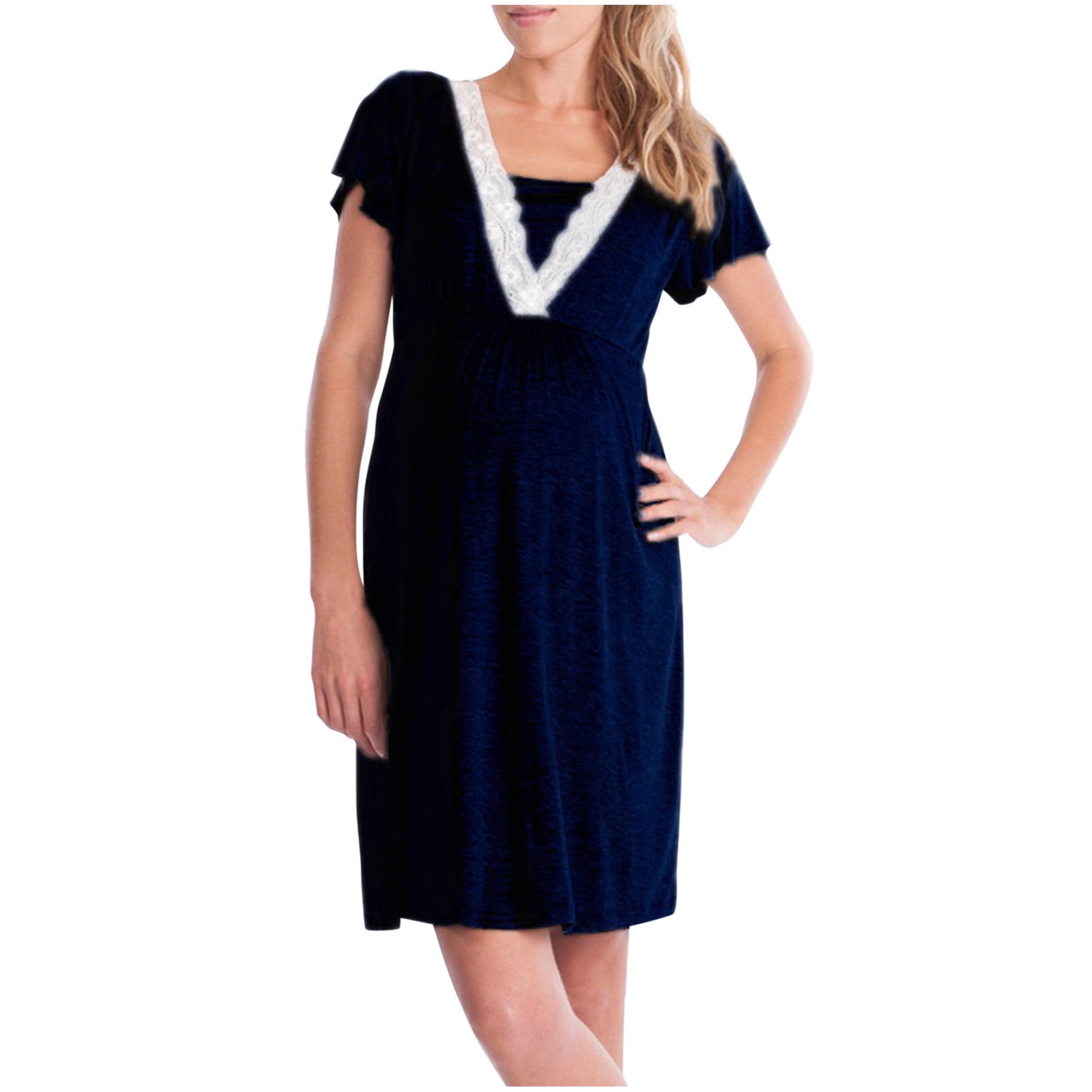 Fengqque Nursing Maternity Maternity Postpartum Comfort Dress Pajamas ...