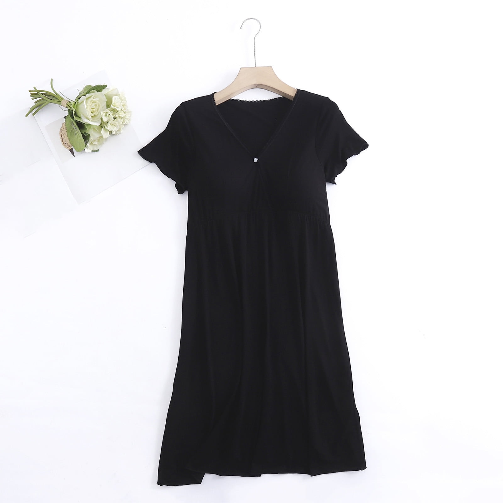 Fengqque Nursing Maternity Maternity Postpartum Comfort Dress Pajamas V ...