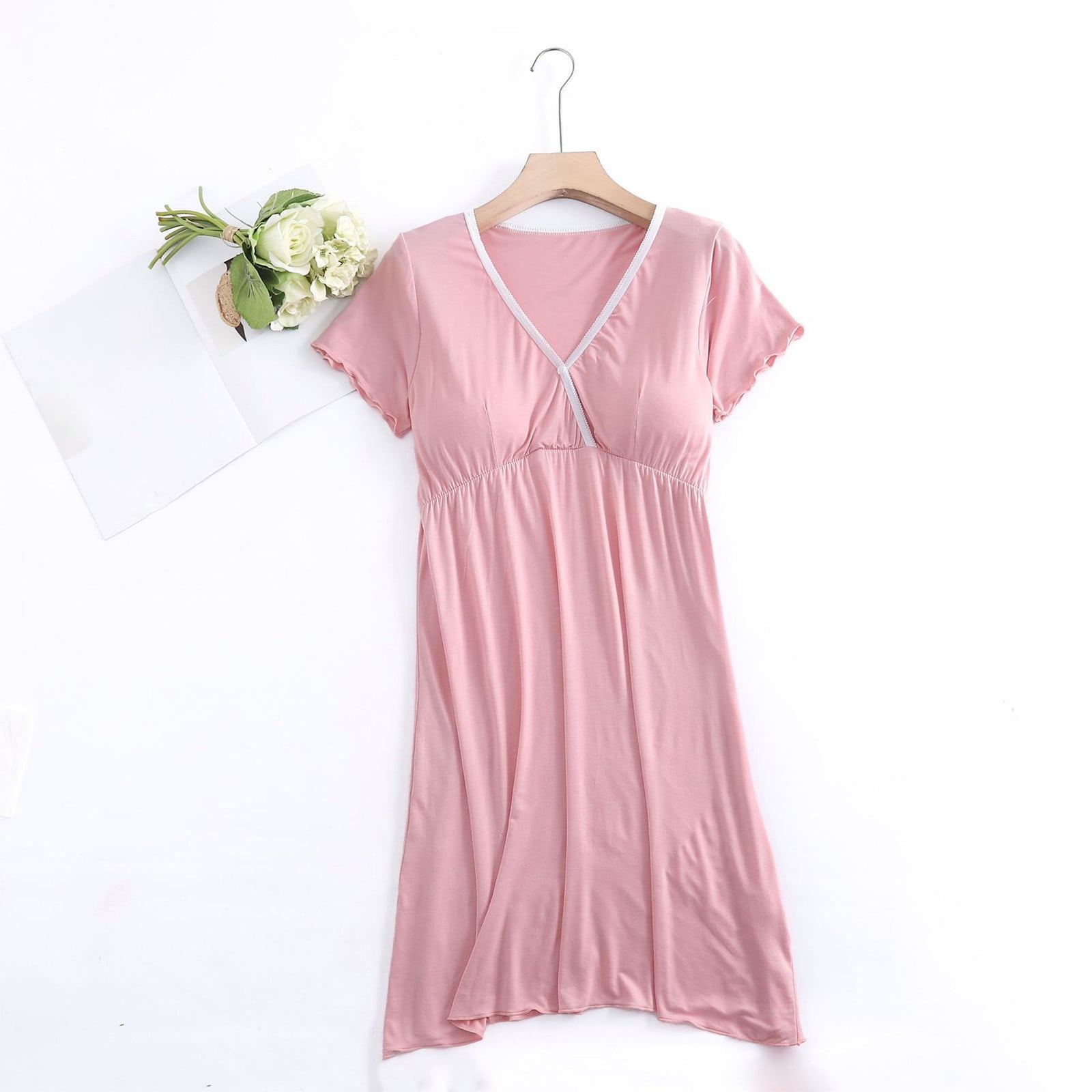 Fengqque Nursing Maternity Maternity Postpartum Comfort Dress Pajamas V ...