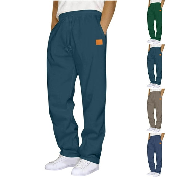 Fengqque Wide Pants Men,Mens Pants Casual Elastic Waist Drawstring ...