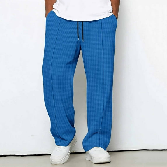 Fengqque Wide-leg Pants Men,Men's Baggy Drawstring Elastic Waist ...