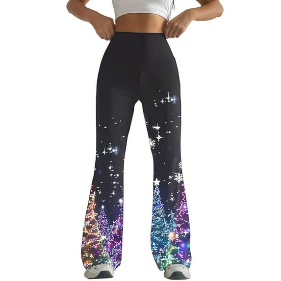 Fengqque Women's Casual Daily Shiny Print High Waisted Soft Comfortable ...