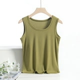 Fengqque Women's Fashion Daily Solid Color Sleeveless Round Neck Loose ...