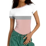 Fengqque Women's Short Sleeve Tops,Rib Crop Tops for Women Round Neck ...