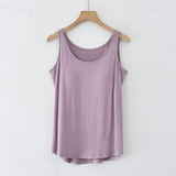 Fengqque Women's Solid Color Modal Sleeveless Round Neck Loose and ...