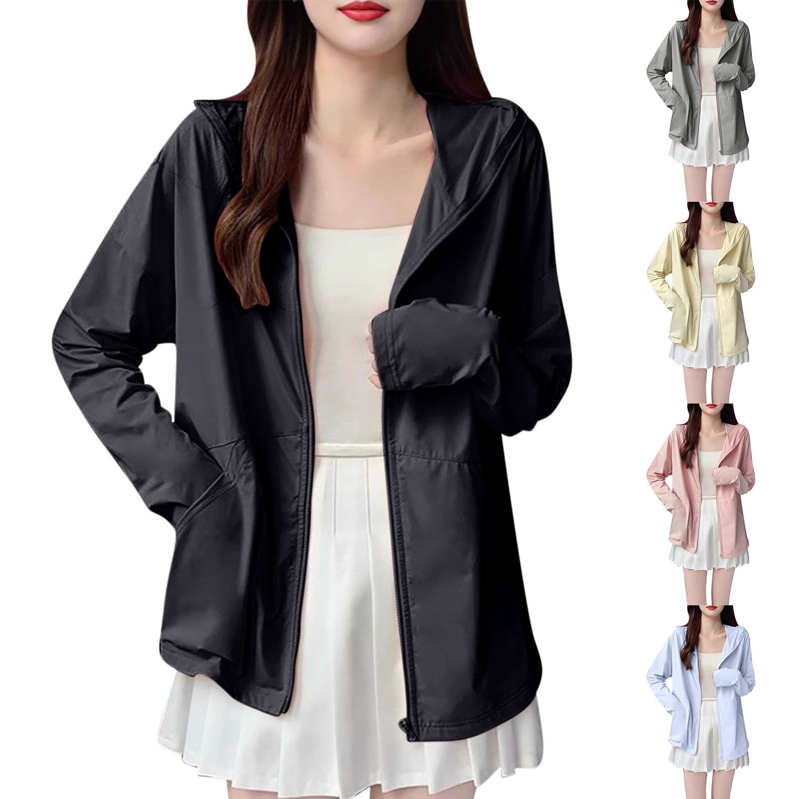 Fengqque Women's Sun Shirt Hoodie Rash Guard Long Sleeve UV Protection ...