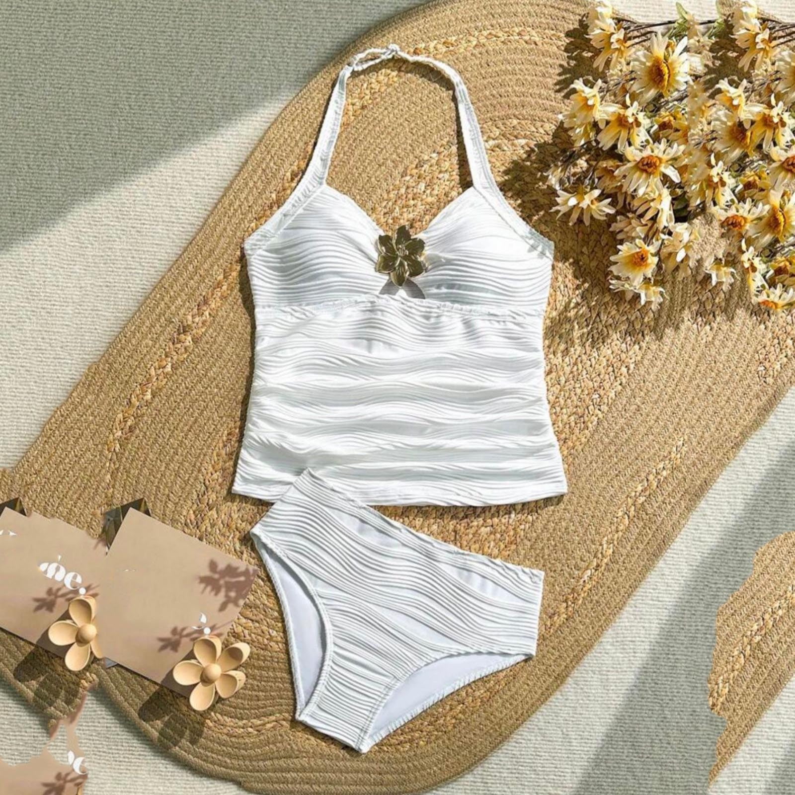 Fengqque Women's Two Piece Swimsuit Solid Color Bikini Sets Hanging ...