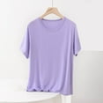Fengqque Womens Plus Size Solid Color Short Sleeve Round Neck Loose and ...