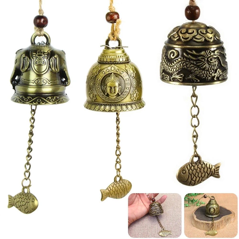 Fengshui Wind Bell Lucky Chimes Retro Buddha Dragon Elephant Wind Chime ...