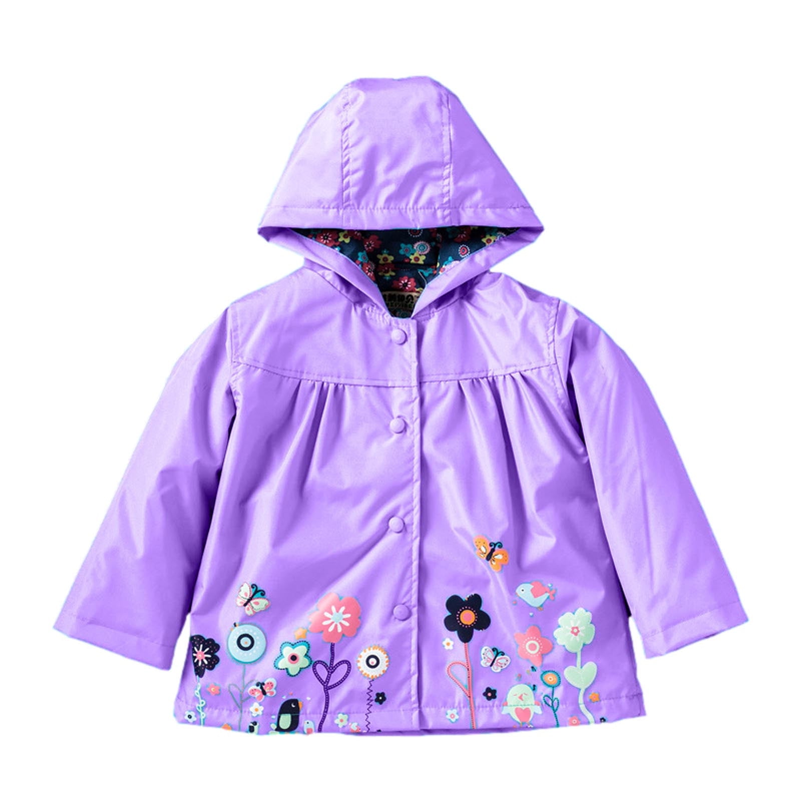 Fengyings Girls Rain Jacket Lightweight Waterproof Hooded Cotton Lined Raincoat Windbreaker for ...