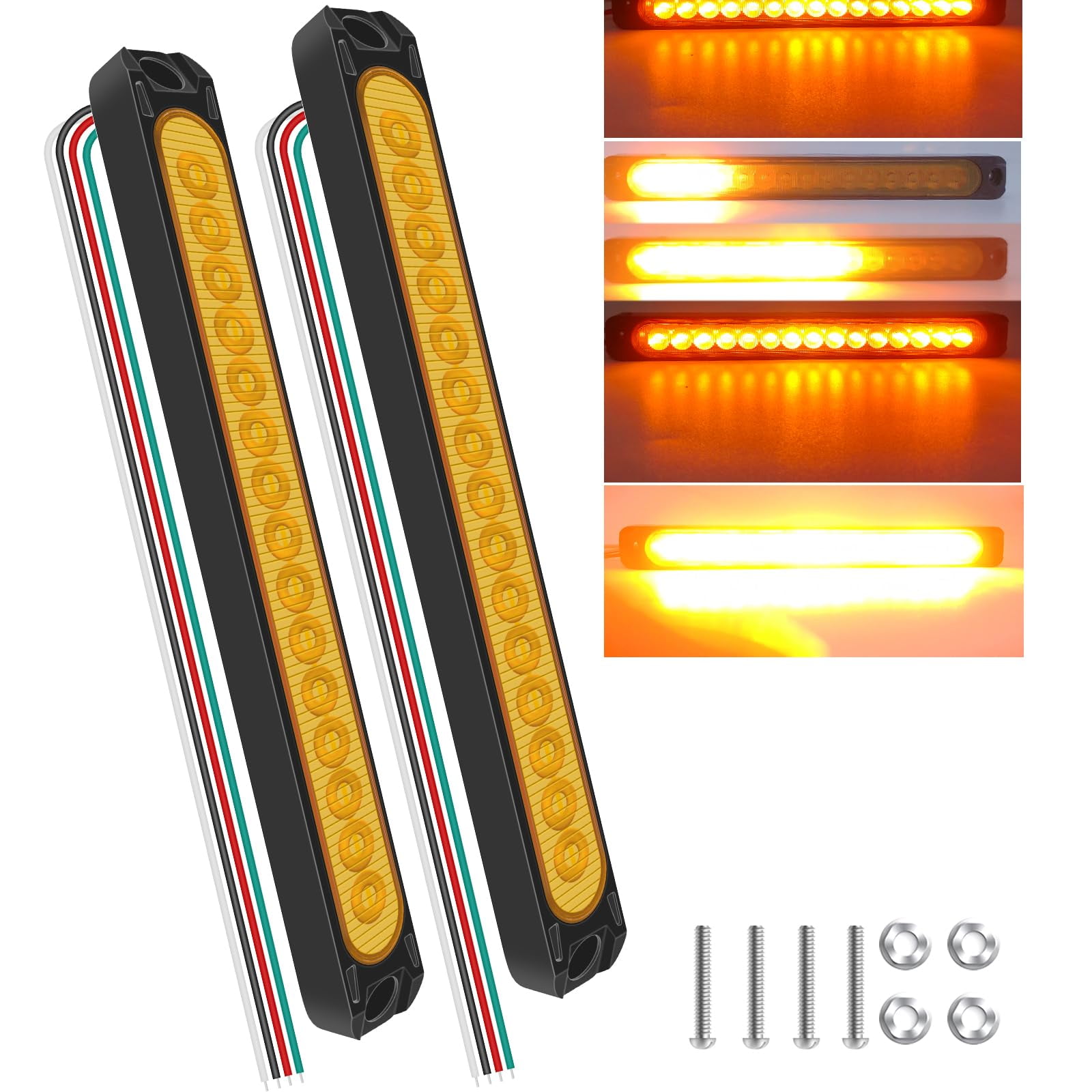 Fenikso 2 Pieces 10 OIF8 Inch 15 LED Trailer Tail Light Bar Stop Turn ...
