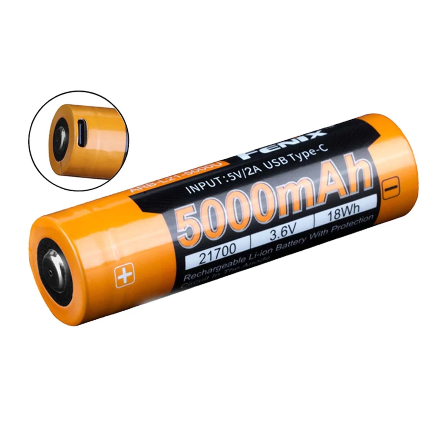 Fenix ARB-L21-5000U USB-Rechargeable 5000mAh 21700 Li-ion Battery ...