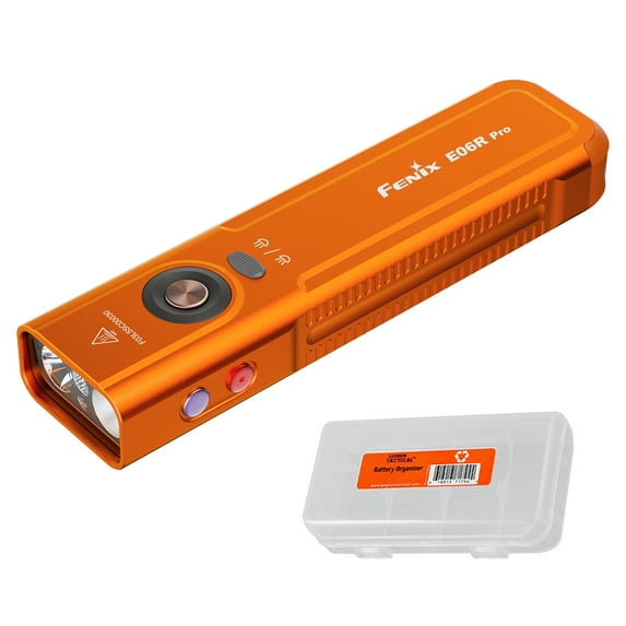 Fenix E06R Pro 1600 Lumen USB-C Rechargeable EDC Flashlight with UV Light and Red Laser (Orange ...