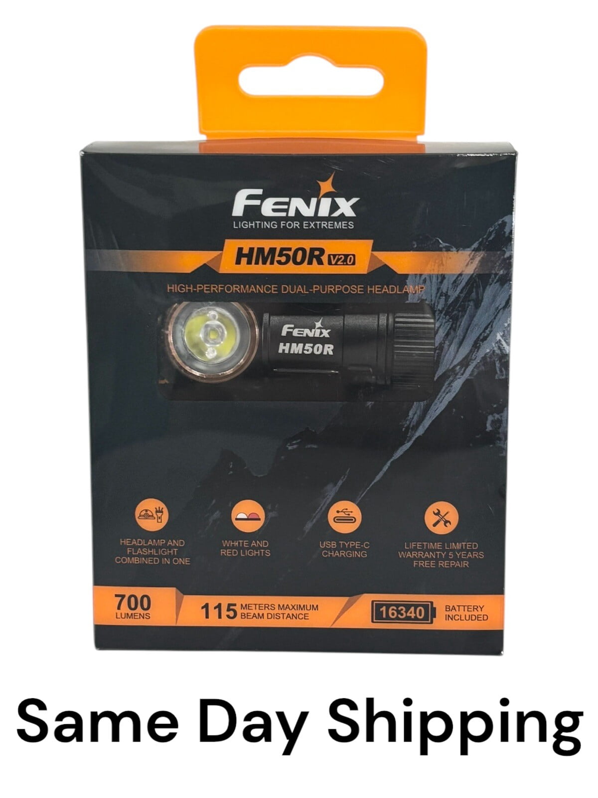 Fenix HM50R v2.0 700 Lumens USB-C Rechargeable White & Red LED Headlamp ...