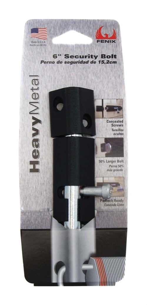 Fenix Manufacturing 302BK12 6 in. Heavy Metal Security Bolt- Black ...