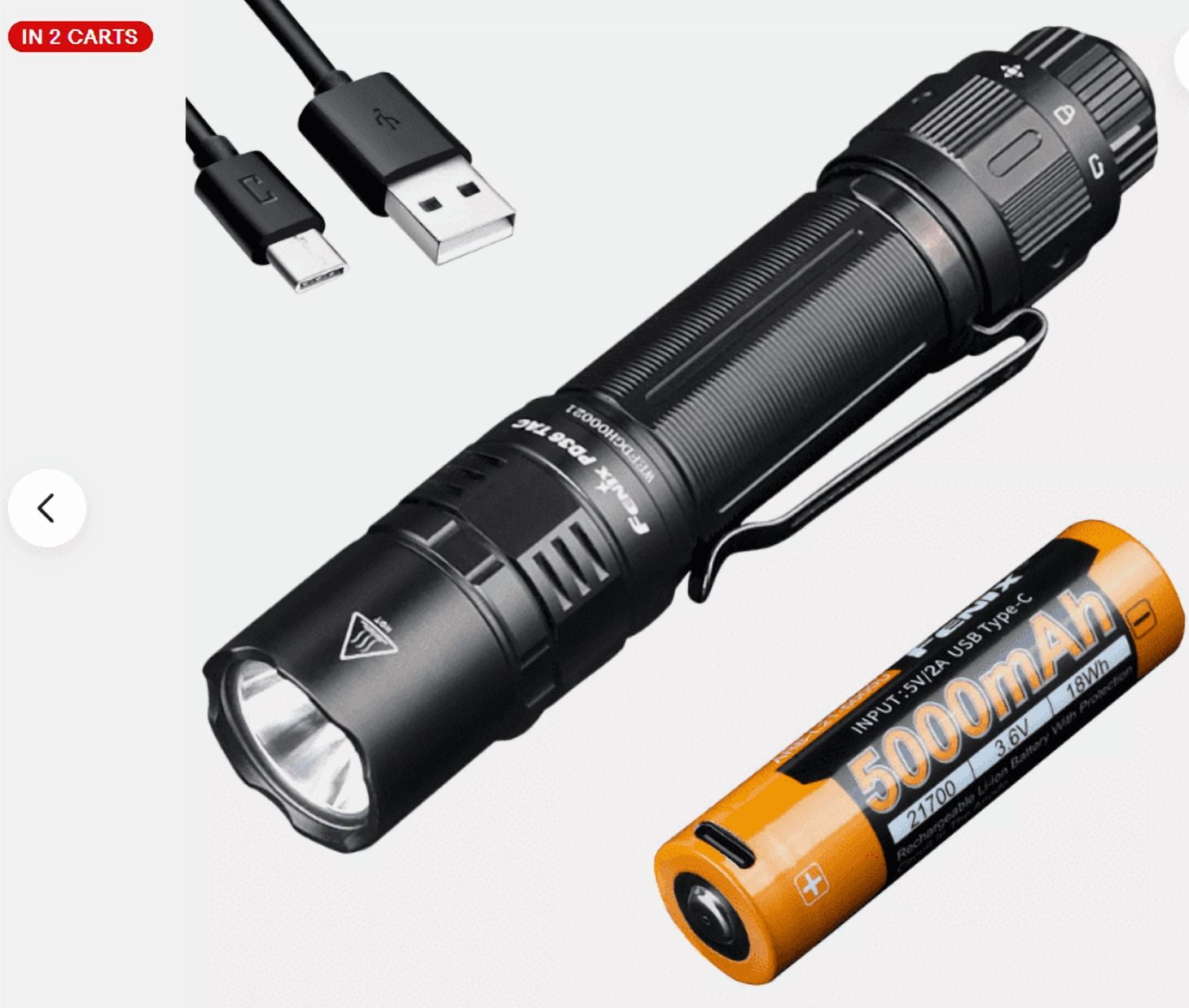 Fenix PD36 TAC 3000 Lumen Tactical Flashlight w/ USB-C 5000mAh ...