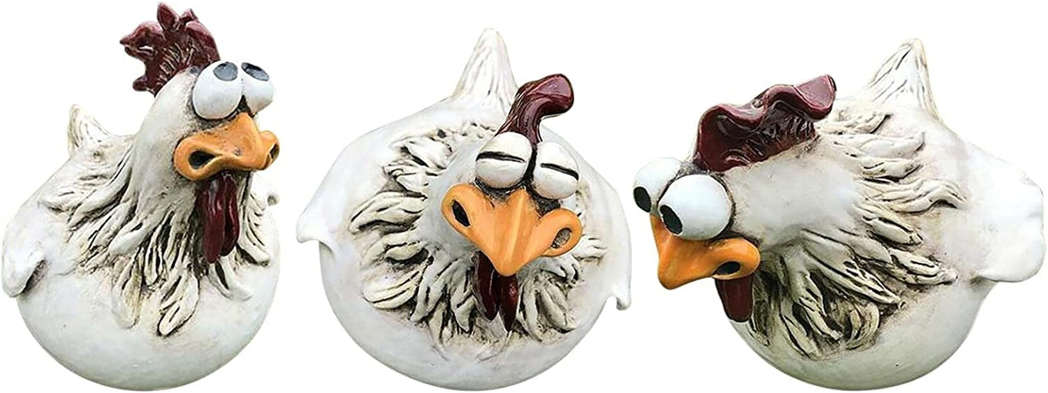 Feniyue Funny Chicken Decor Garden Statues, Resin Chicken Statues Outdoor Decorative Garden ...
