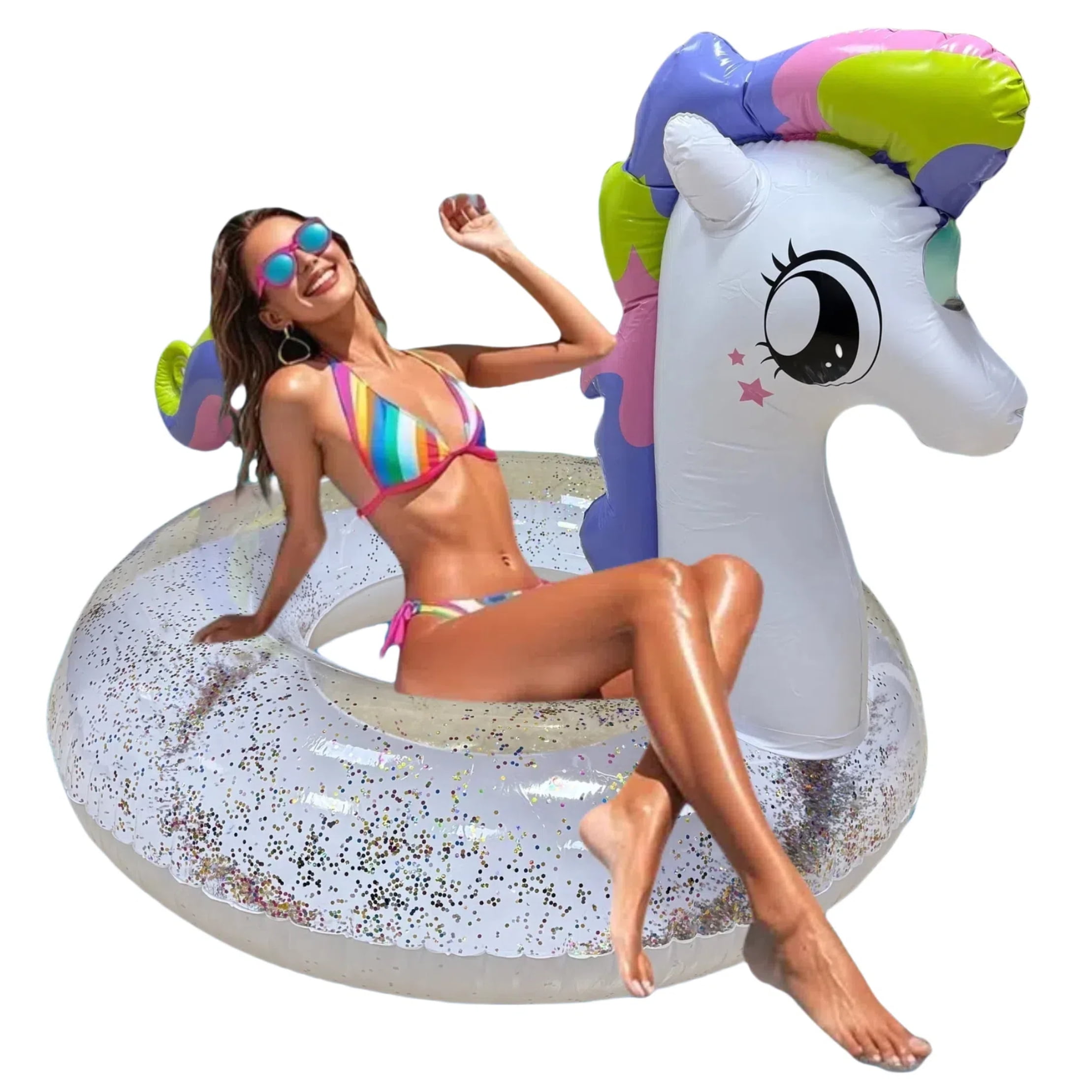 Extra Large Inflatable Pool Float Unicorn with Glitters Fun Pool Floats Party in Summer ...