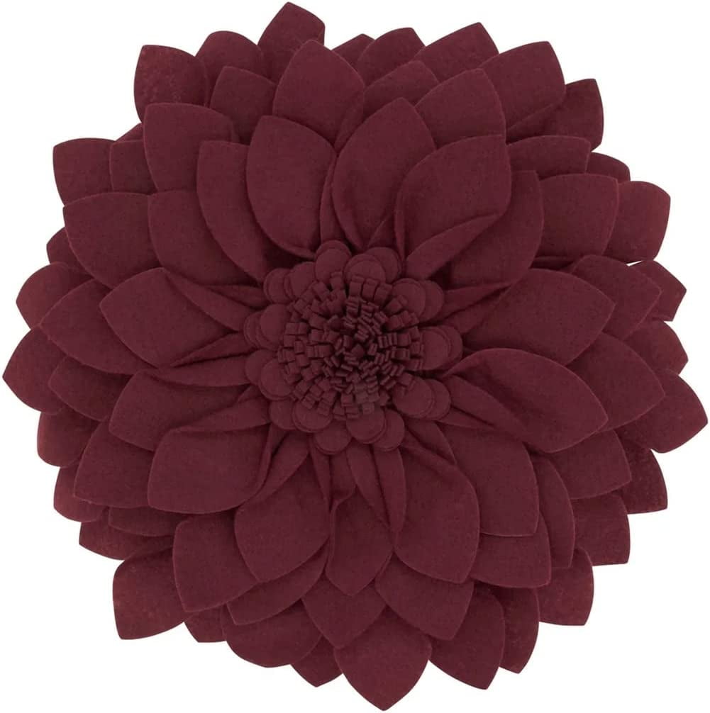 Fennco Styles 3D Petals Flower Filled Decorative Throw Pillow 13" Round ...