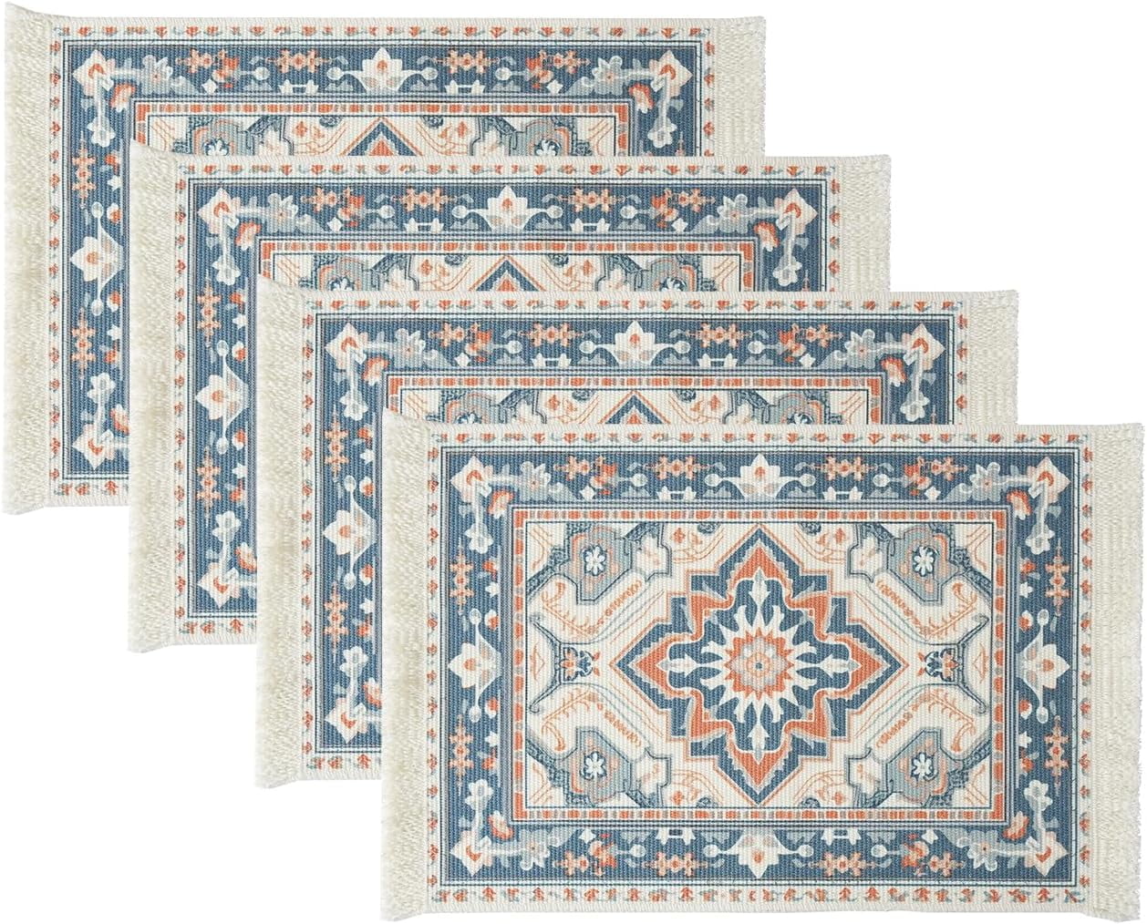 Fennco Styles Antique Turkish Printed with Fringe Placemats 14" W x 19 ...