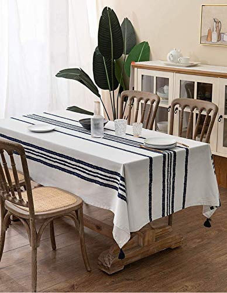 Fennco Styles Beade Chain Print 100% Cotton Tablecloth with Tassel 55 ...