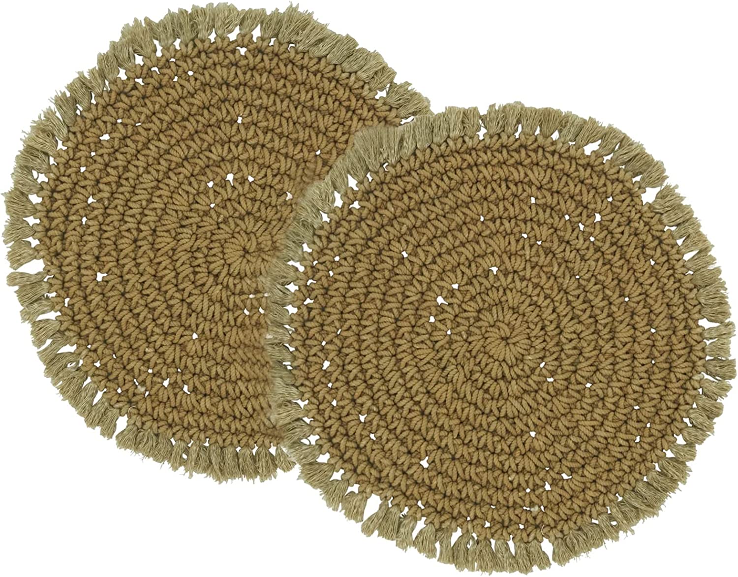 Fennco Styles Boho Macrame Cotton Placemats 15" Round, Set of 2 ...