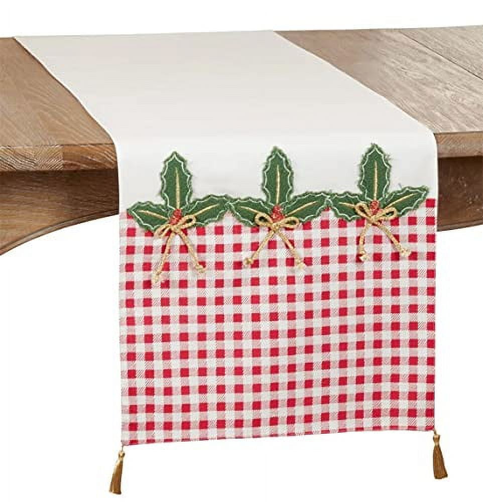 Fennco Styles Buffalo Plaid Holly Holiday Table Runner 16" W x 72" L ...