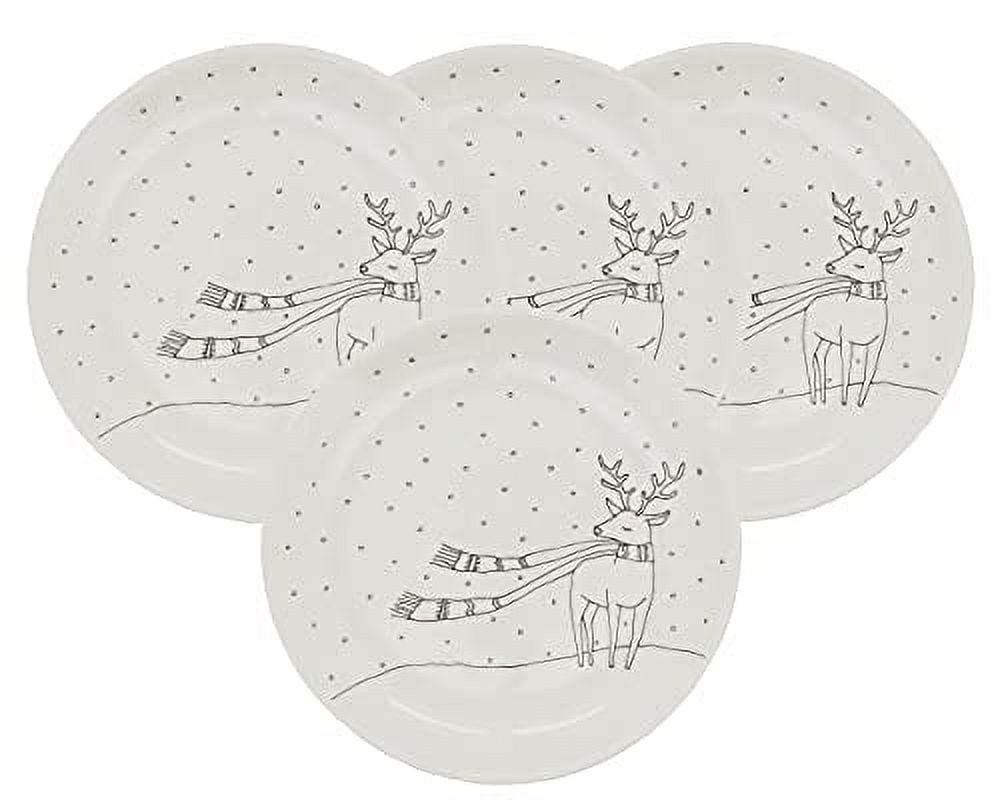 Fennco Styles Cartoon Reindeer Holiday Salad Plates 8" Round, Set of 4 ...