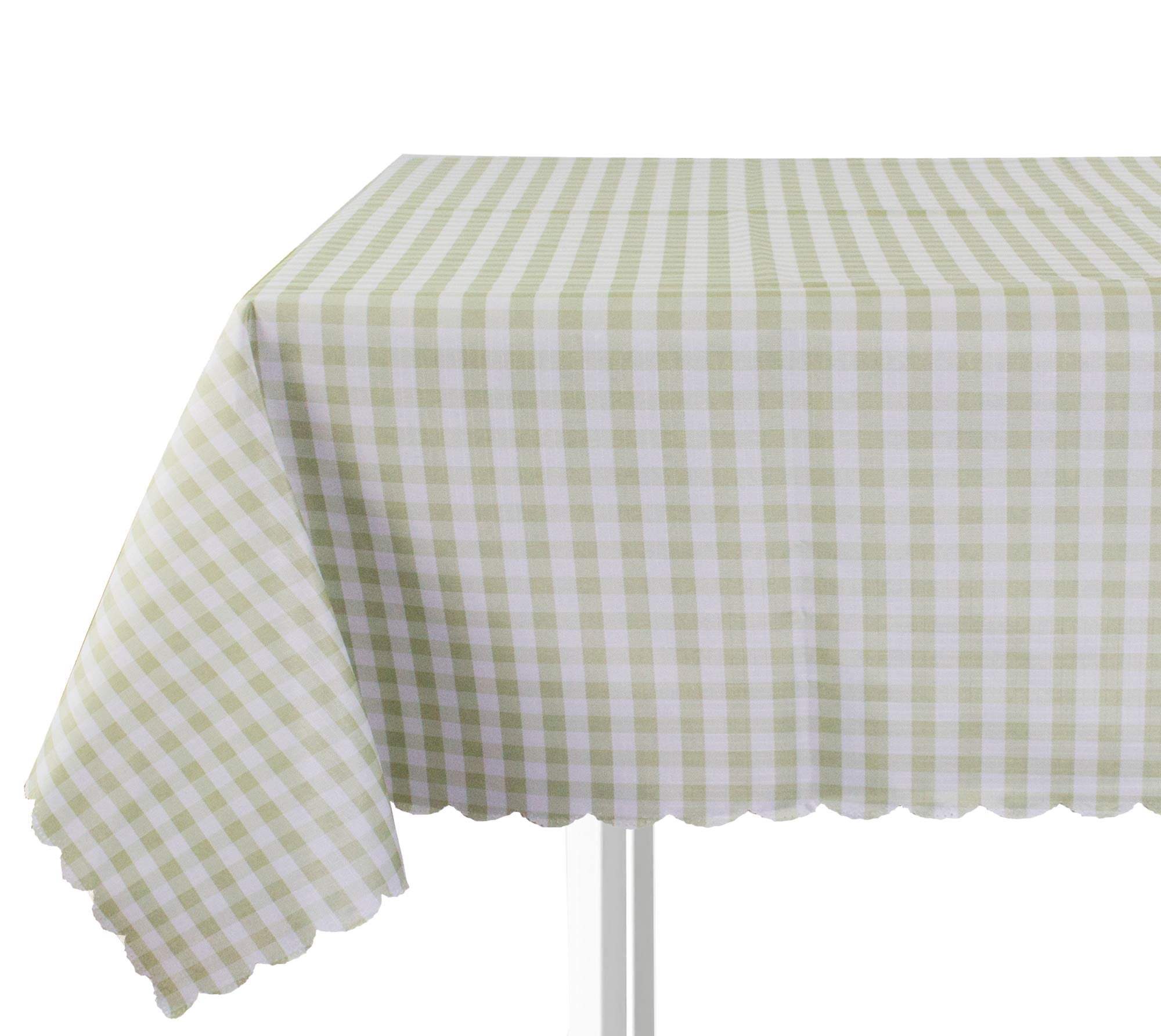 Fennco Styles Check Plaid Waterproof Scalloped 55 x 55 Inch Square ...