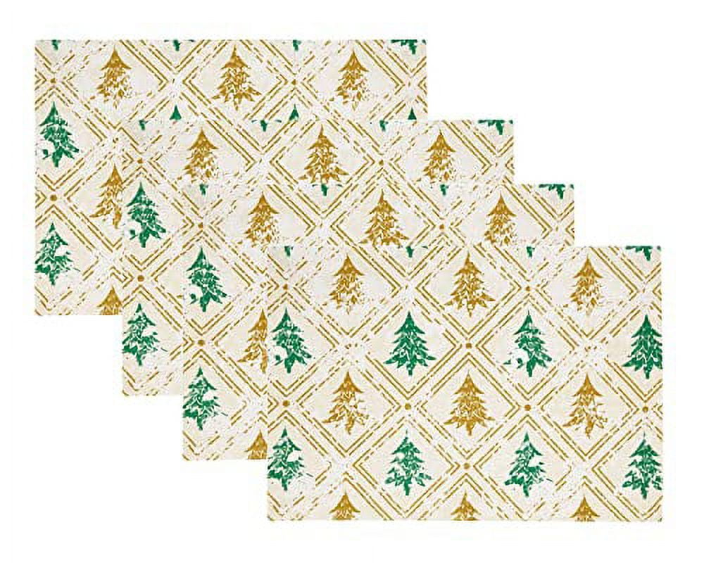 Fennco Styles Christmas Trees Cotton Placemats 14" W x 20" L, Set of 4 ...