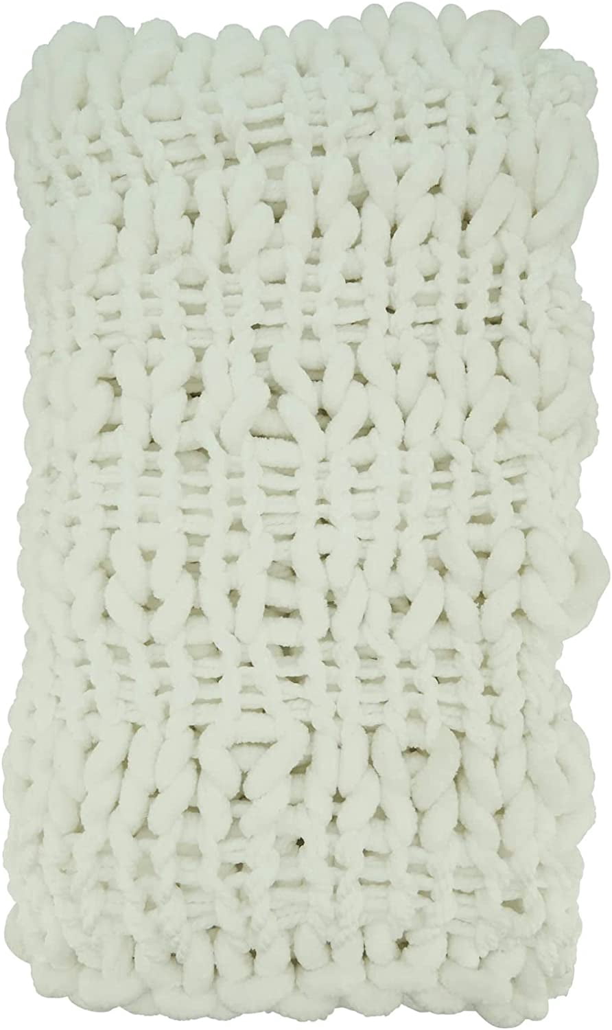 Fennco Styles Chunky Cable Knit Throw Blanket 50" W X 60" L – White ...