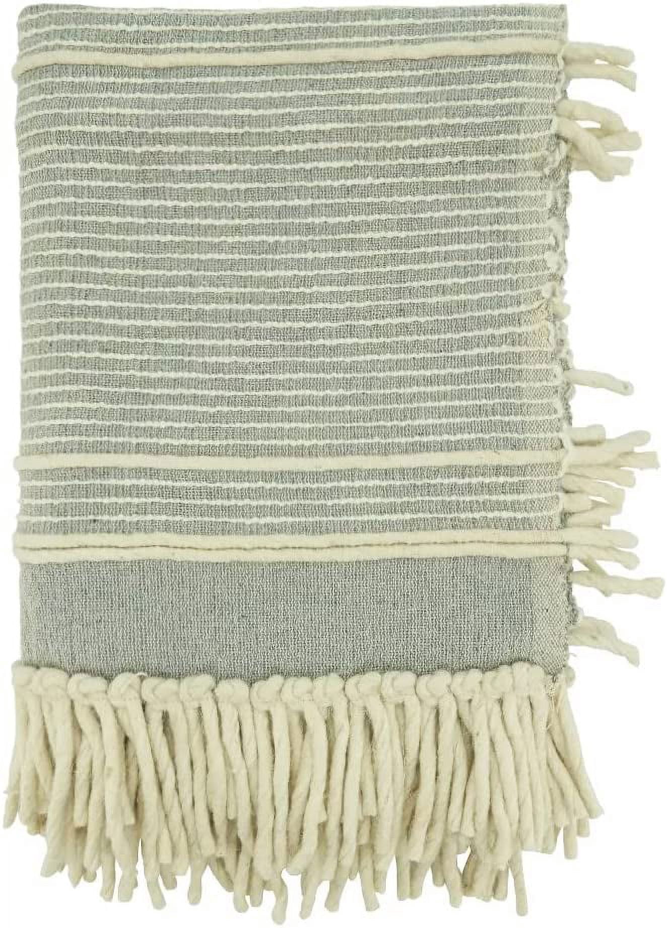 Fennco Styles Chunky Striped Throw Blanket with Tassel 50" W x 60" L ...
