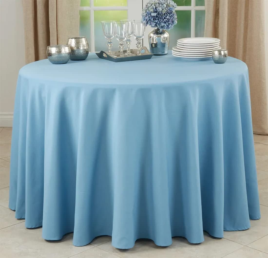 Fennco Styles Classic Everyday Design Solid Color Tablecloth 108" Round ...