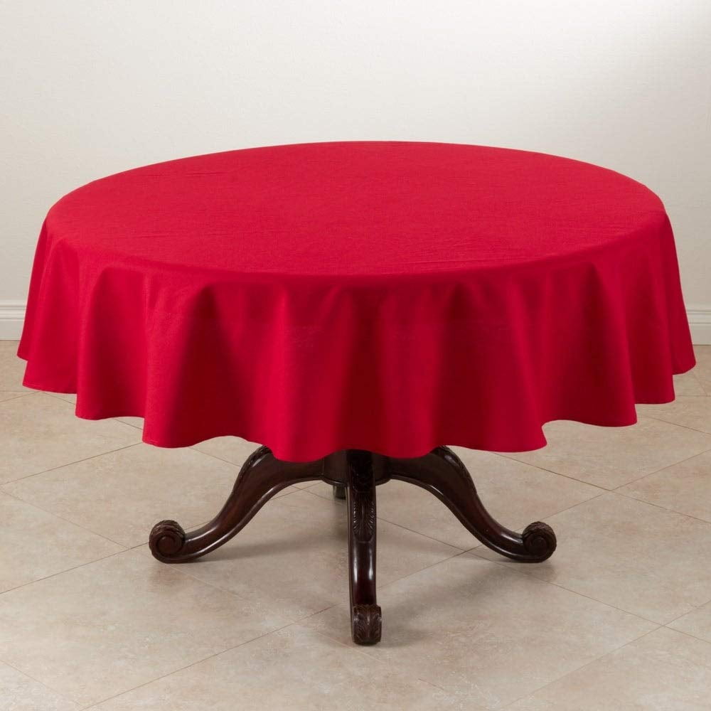 Fennco Styles Classic Everyday Design Solid Color Tablecloth 108" Round ...