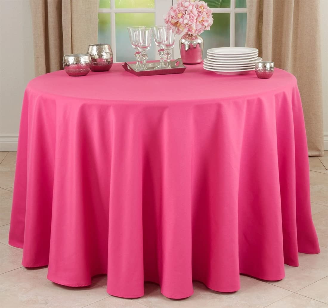 Fennco Styles Classic Everyday Design Solid Color Tablecloth 120" Round ...