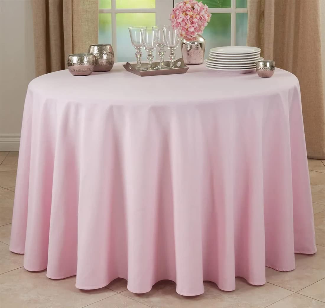Fennco Styles Classic Everyday Design Solid Color Tablecloth 120" Round ...