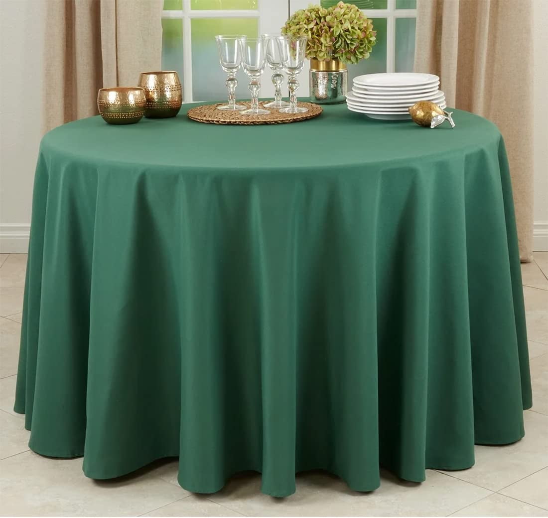 Fennco Styles Classic Everyday Design Solid Color Tablecloth 132" Round ...