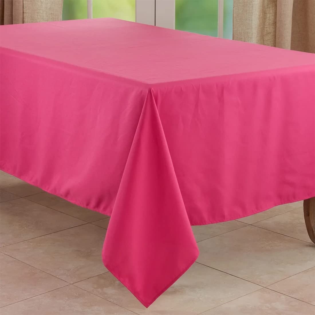 Fennco Styles Classic Everyday Design Solid Color Tablecloth 65" W X ...
