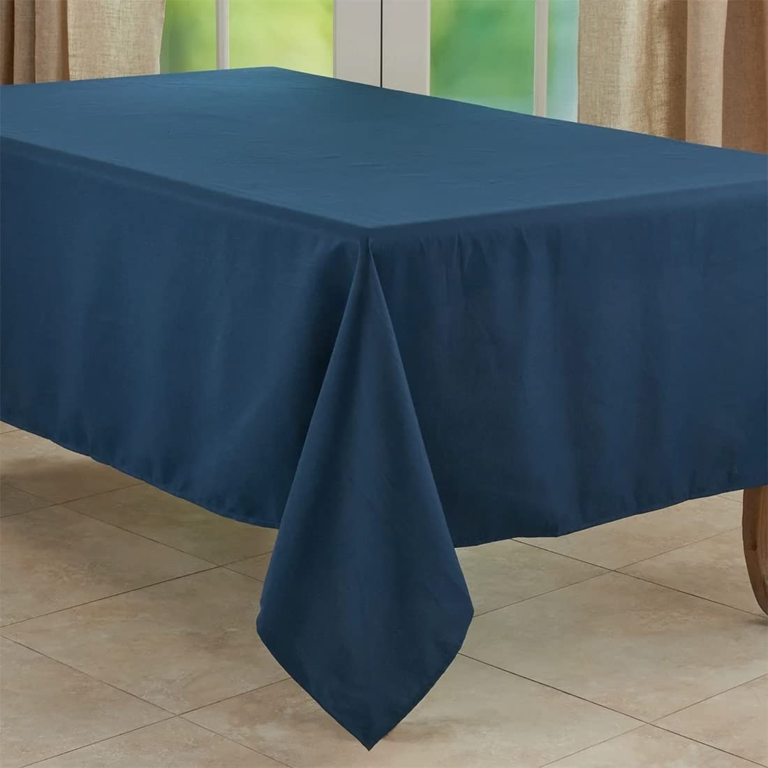 Fennco Styles Classic Everyday Design Solid Color Tablecloth 90" W X ...