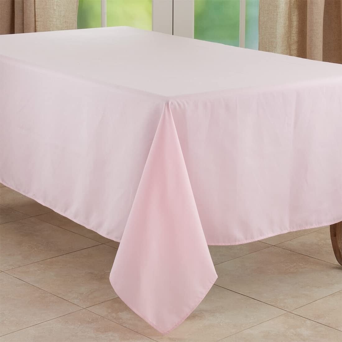Fennco Styles Classic Everyday Design Solid Color Tablecloth 90" W X ...