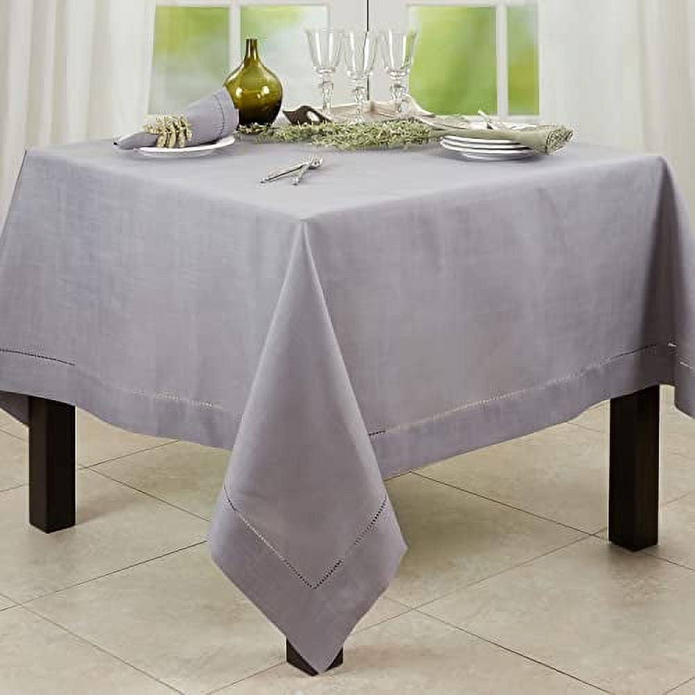 Fennco Styles Classic Hemstitched Border Solid Color Tablecloth 70" W x ...